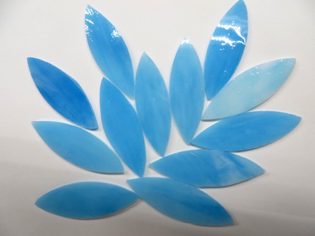 Azurite Blue LARGE Glass Petals for Mosaics or Stained Glass, Available ...