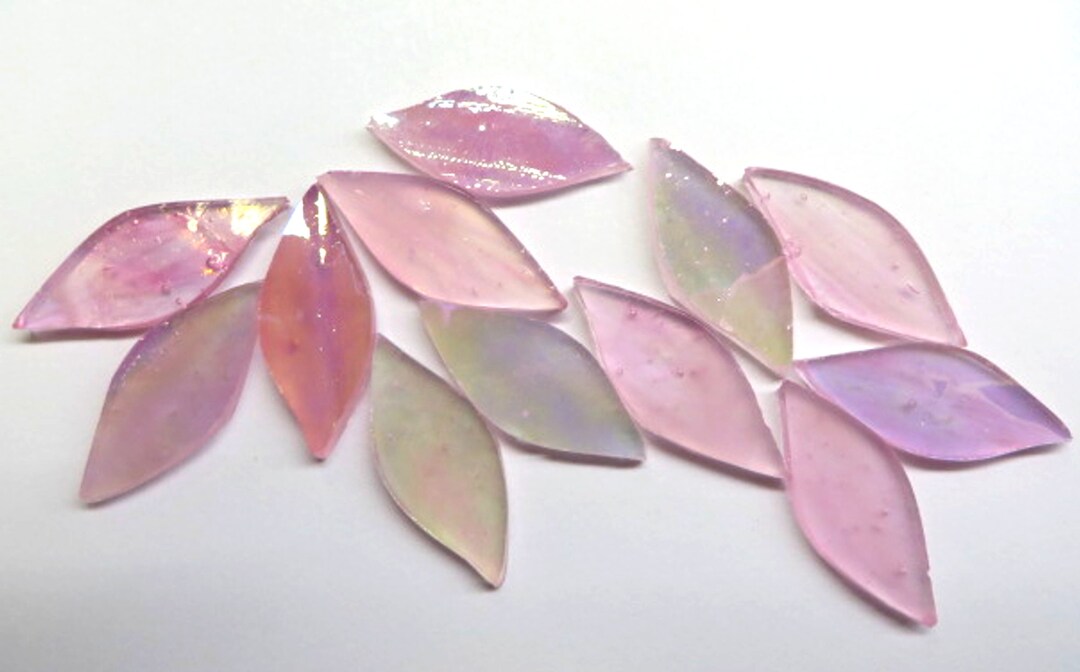 Rosebud Pink Iridized SMALL Glass Petals for Mosaics or Stained Glass ...