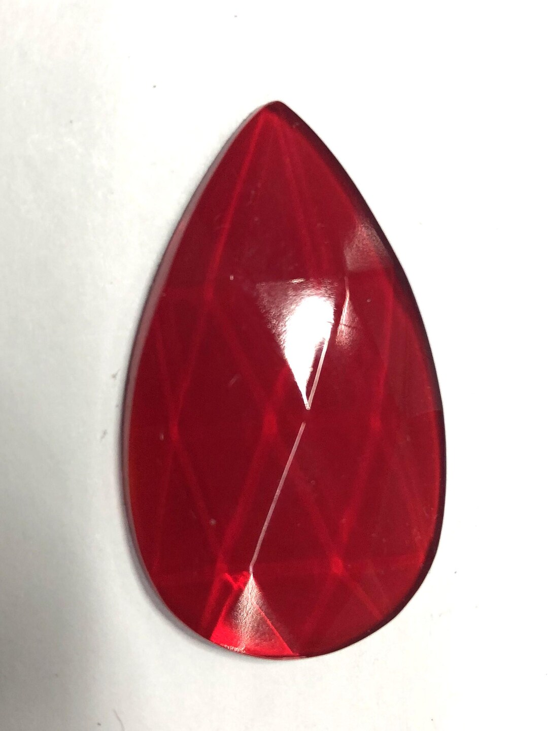 Red Tear Drop Large Faceted Jewel, 40 Mm X 24mm (1.58 Inches X .945 ...