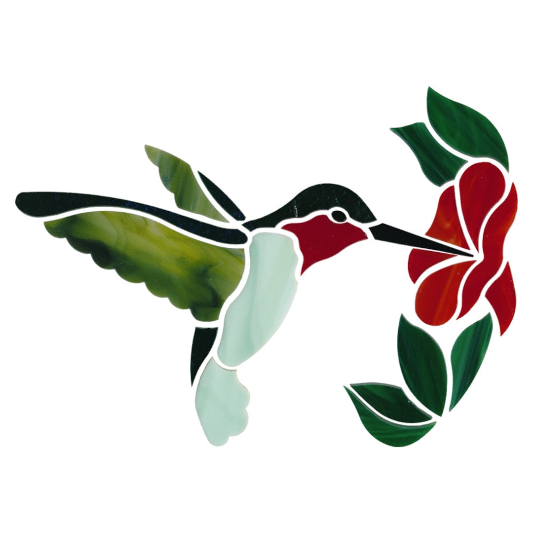 Hummingbird With Flower Mosaic Kit, Precut Mosaic Bird Shape, 7 3/4 ...