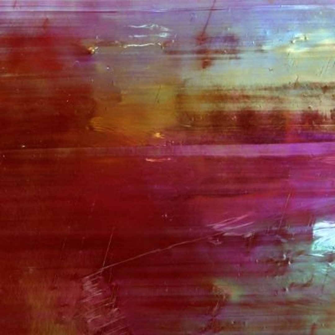 Red Lacquer Opal Iridized Glass Strip, 2"x6", for Stained Glass or ...