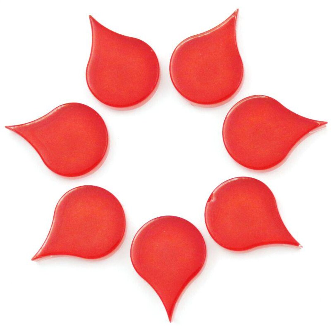 Mandala Carmine Raindrop, Glass Color Fusion Tiles, 7 Pieces, Indoor ...