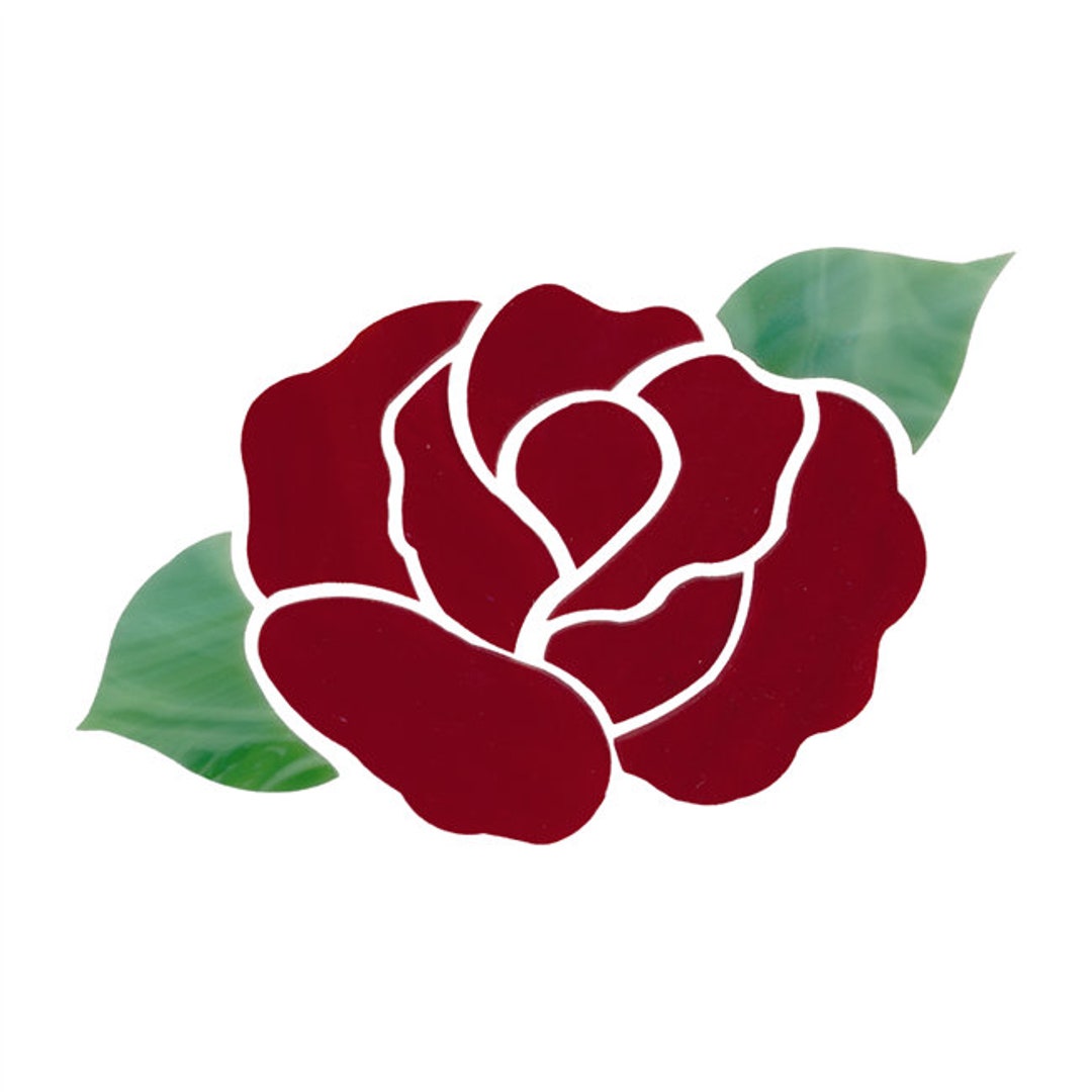 Red Rose Pre-cut Mosaic Stained Glass Shape, Stained Glass Rose is 3-3/ ...