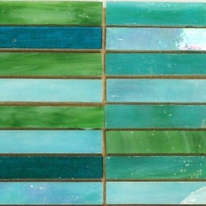 Turquoise Wave Glass Slivers (2-1/2" X 3/8") for Mosaics or Stained ...