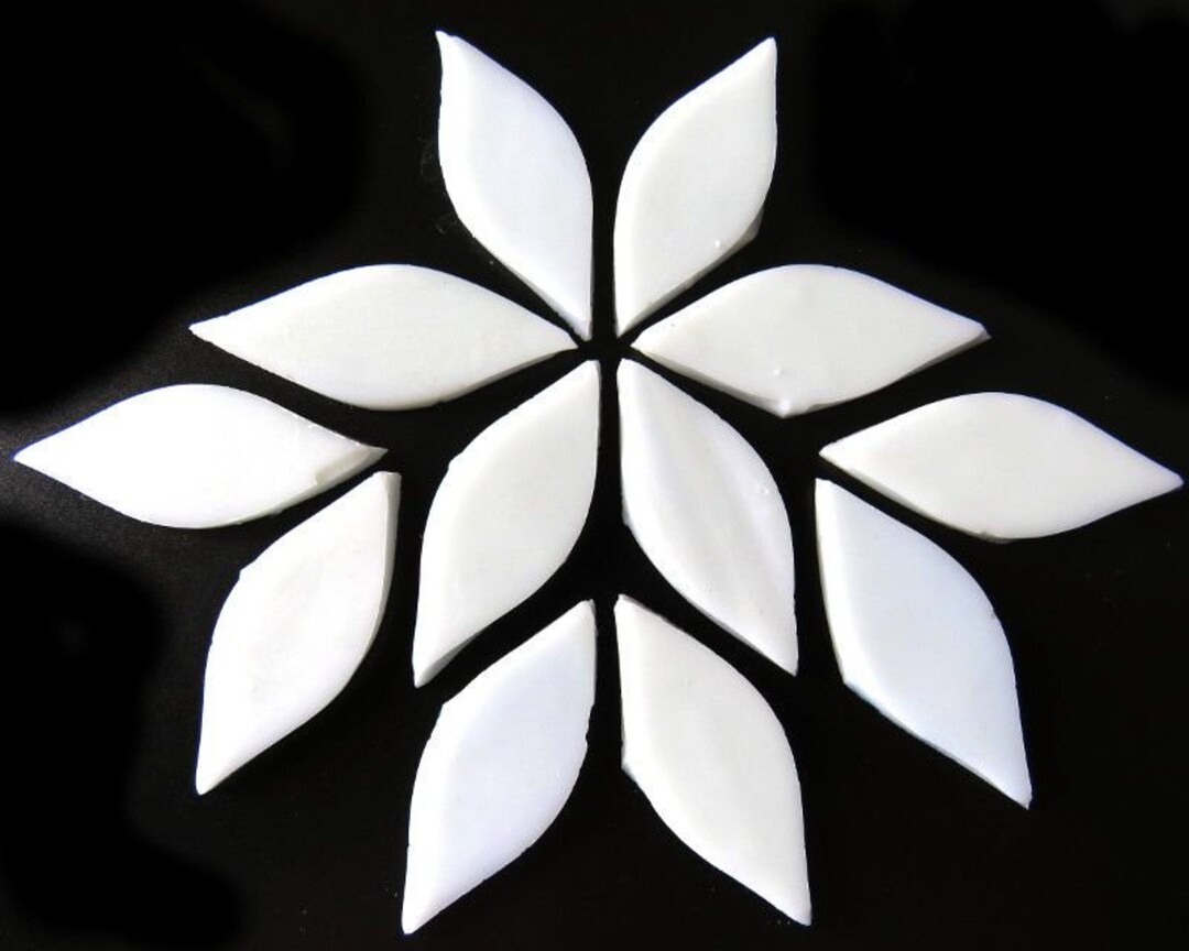 Pure White SMALL Hand-cut Petals for Mosaics or Stained Glass ...