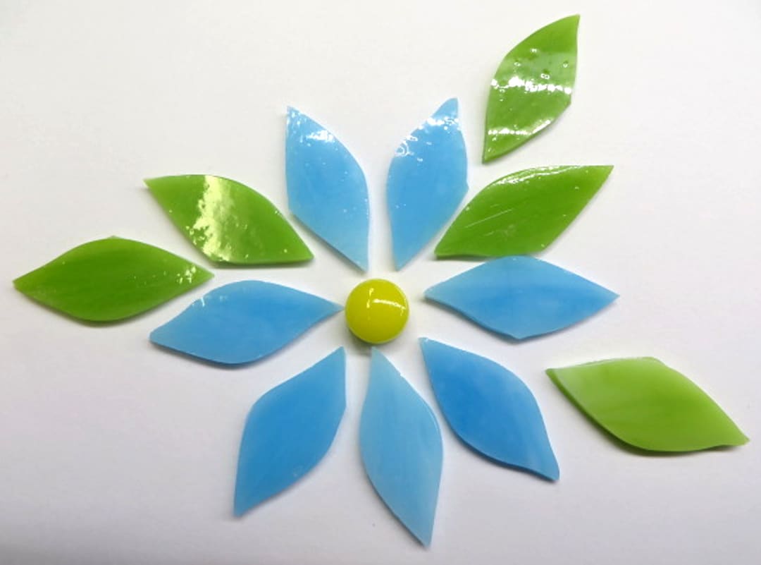 Azurite Blue Glass Flower SMALL for Mosaics and Stained Glass, 13 ...