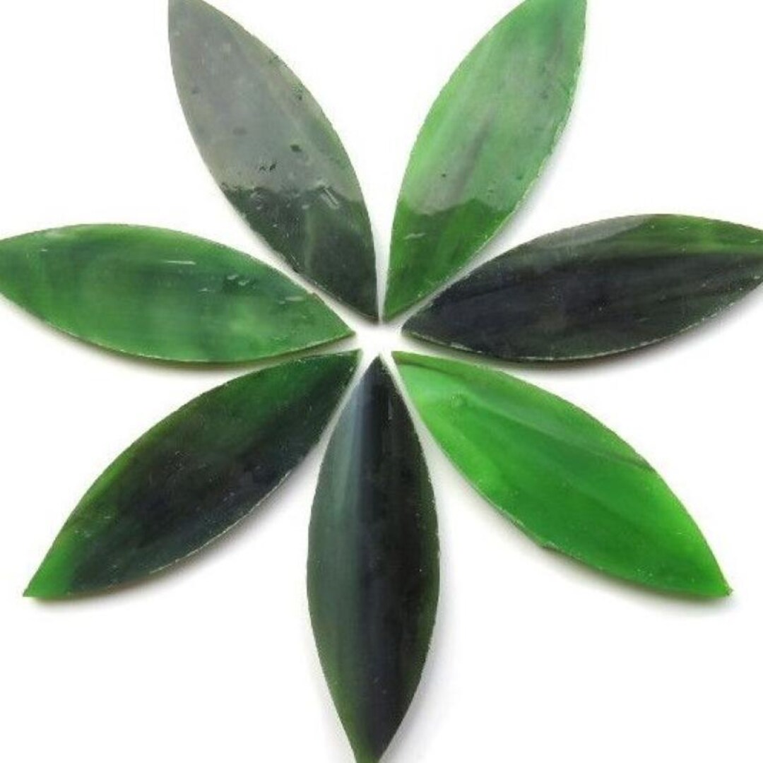 Olive Grove Green LARGE Glass Petals for Mosaics or Stained Glass - Etsy