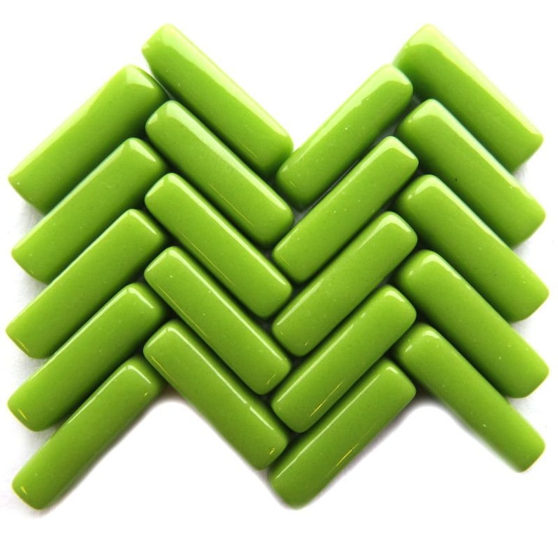 Vivid Lime Green Stix Glass Rectangles for Mosaics 20x6x5 | Etsy
