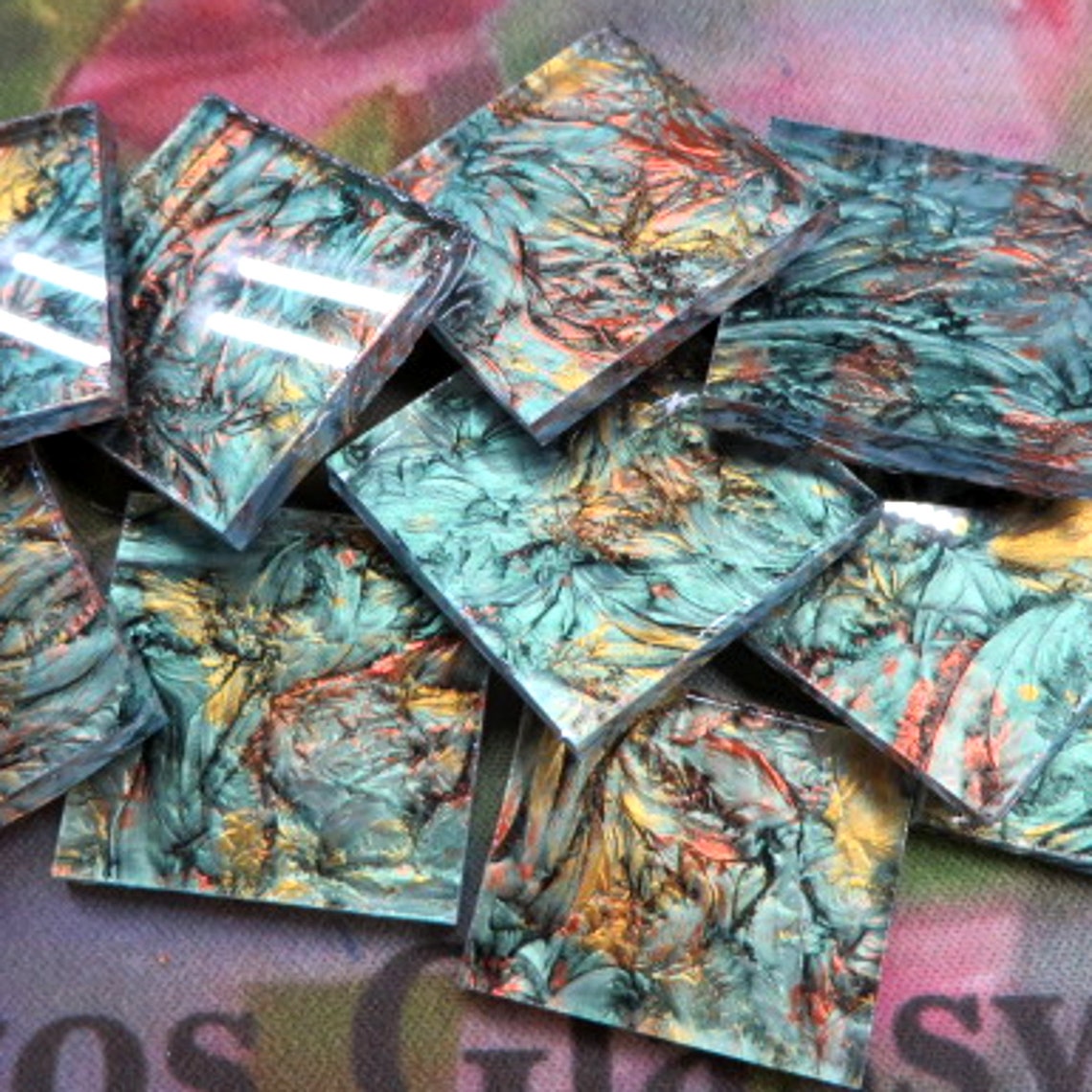Green Copper Gold VG 189 Van Gogh Glass Hand Cut 1-inch - Etsy