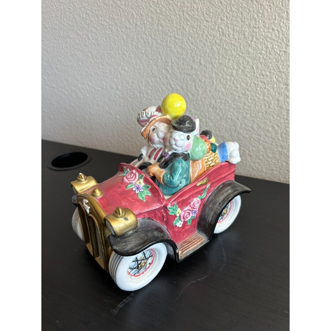 Vintage FITZ & FLOYD Rabbit Family Touring Car Cookie Jar - Etsy