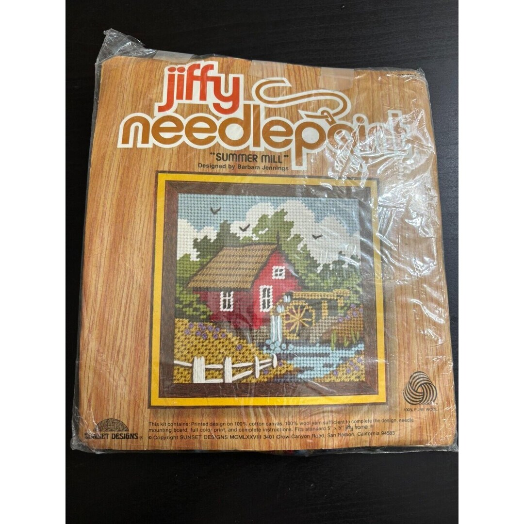 Vintage Jiffy Needlepoint Summer Mill Kit 5751 Barbara Jennings Sunset 1978 NEW - Etsy