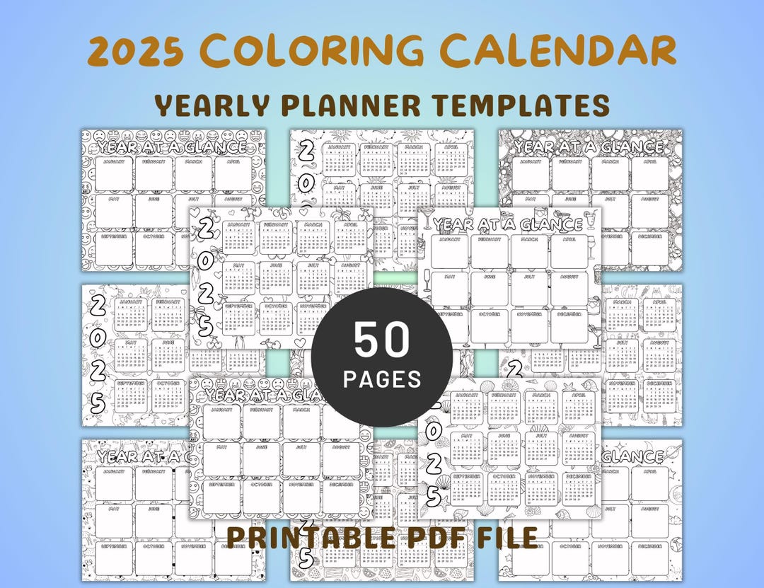 2025 Calendars With Fun Background Coloring Patterns Printable PDF File ...