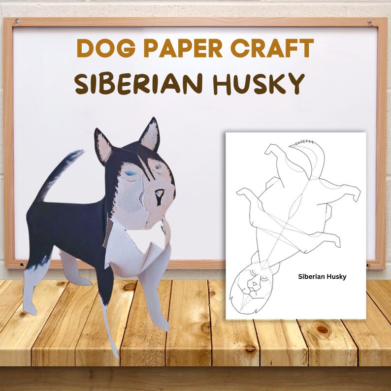 Siberian Husky Paper Craft Dog, Digital Download Foldable Dog Template ...