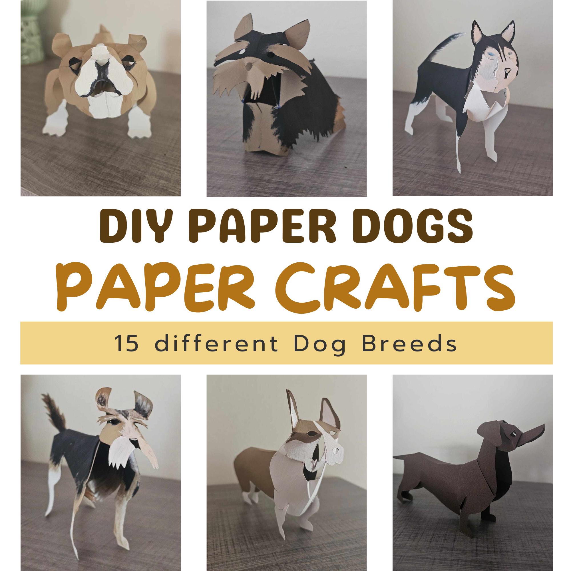 Papercraft Dogs Templates Origami 3D Dogs Instructions Craft Paper Dog ...