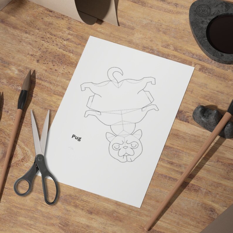 DIY Pug Paper Craft Dog, Digital Download Foldable Dog Template - Etsy