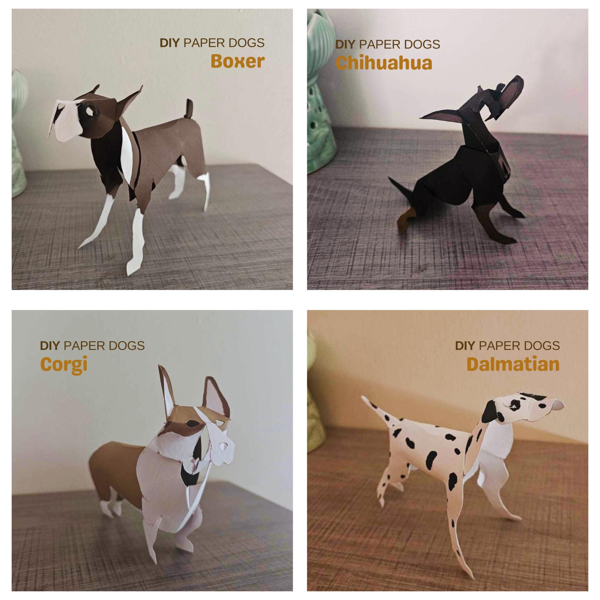 3D Paper Dog Craft Templates: 15 Breed Origami Projects (PDF) - Etsy