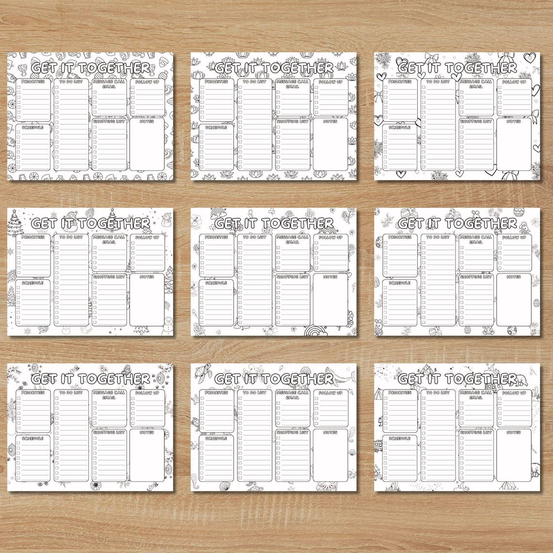 Printable to Do List Coloring Pages Get It Together Planner Coloring ...