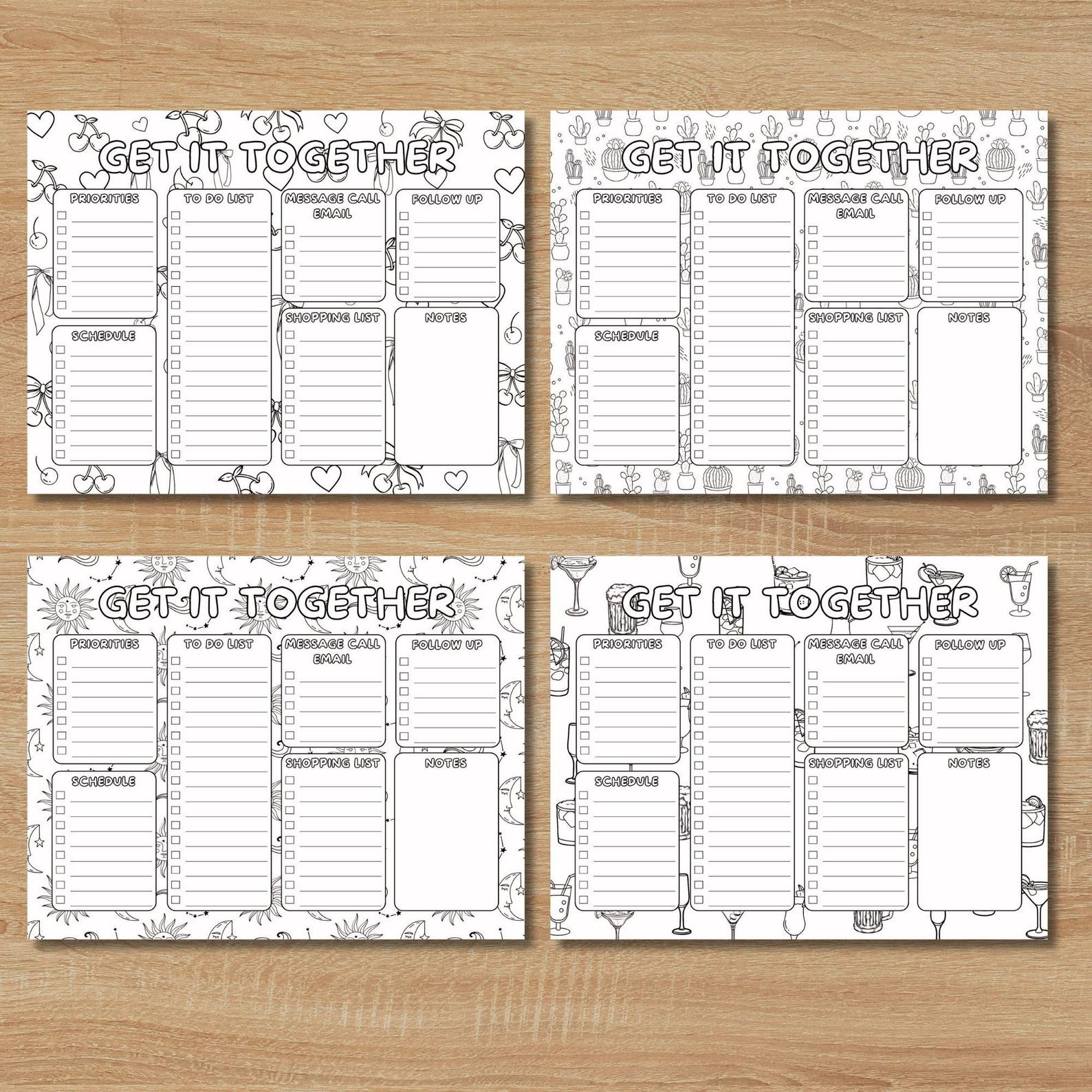 Printable to Do List Coloring Pages Get It Together Planner Coloring ...