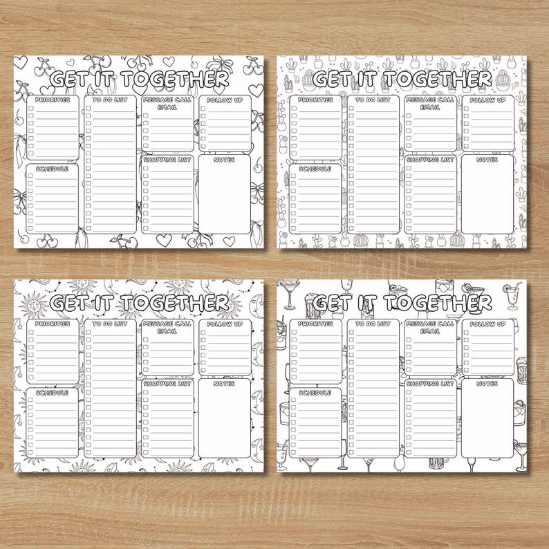 Printable to Do List Coloring Pages Get It Together Planner Coloring ...