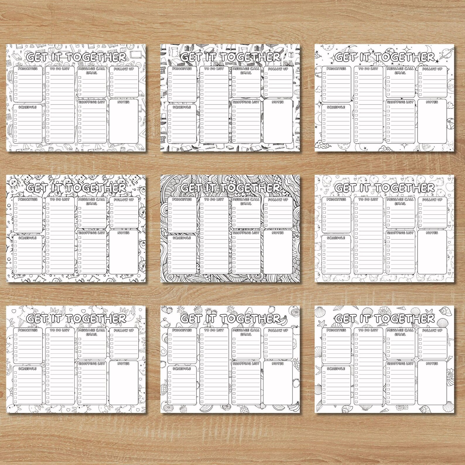 Printable to Do List Coloring Pages Get It Together Planner Coloring ...