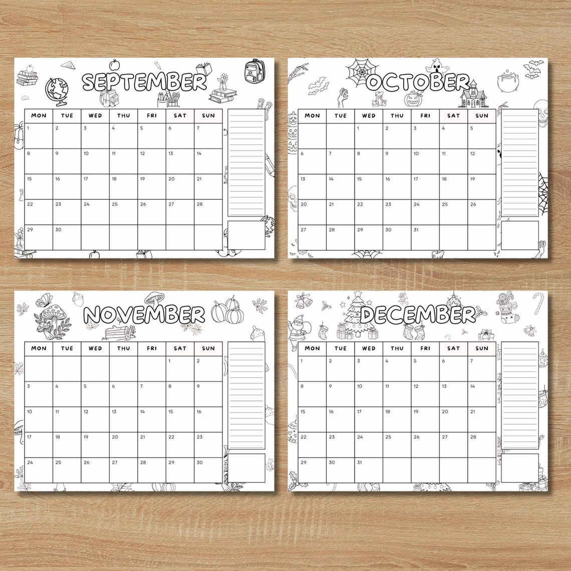 2025 Coloring Calendar 12 Monthly Calendar PDF Coloring Pages ...