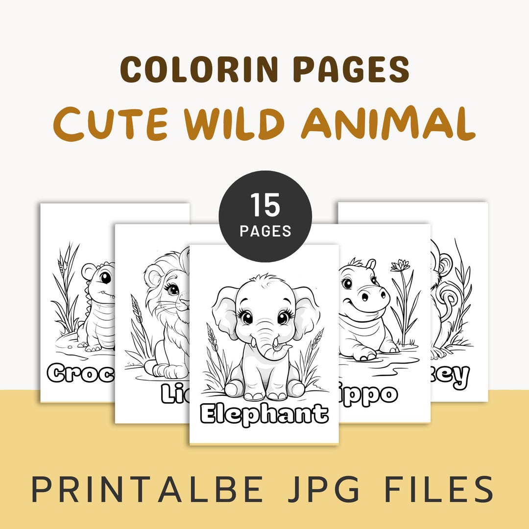 Cute Coloring Pages for Kids With Wild Animals Color Activities to Keep ...