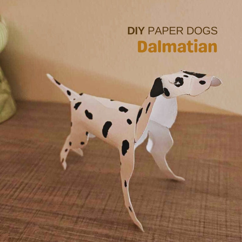 DIY Dalmatian Paper Craft Dog, Digital Download Foldable Dog Template ...