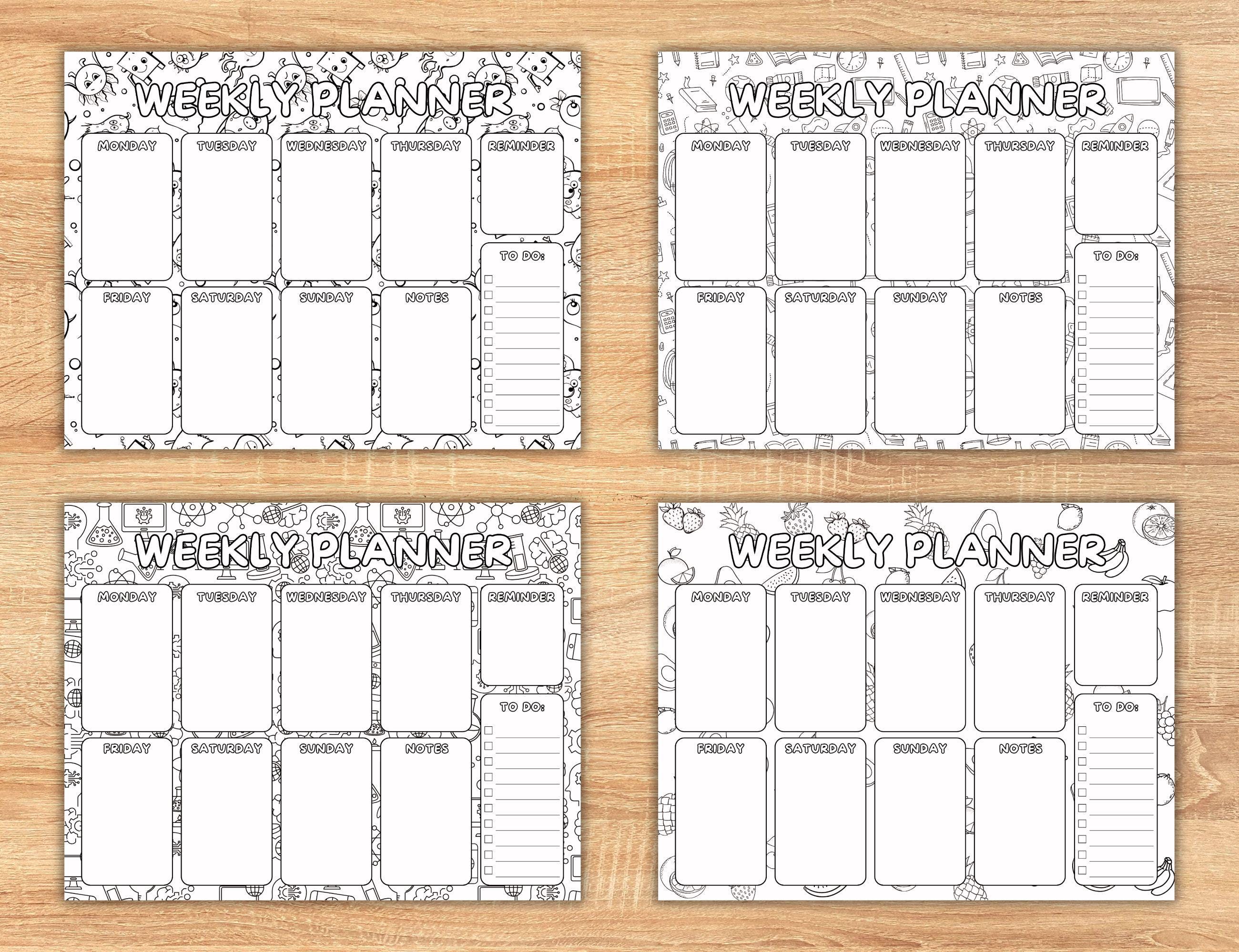 Weekly Planner Printable: Coloring Pattern Pages (PDF) - Etsy
