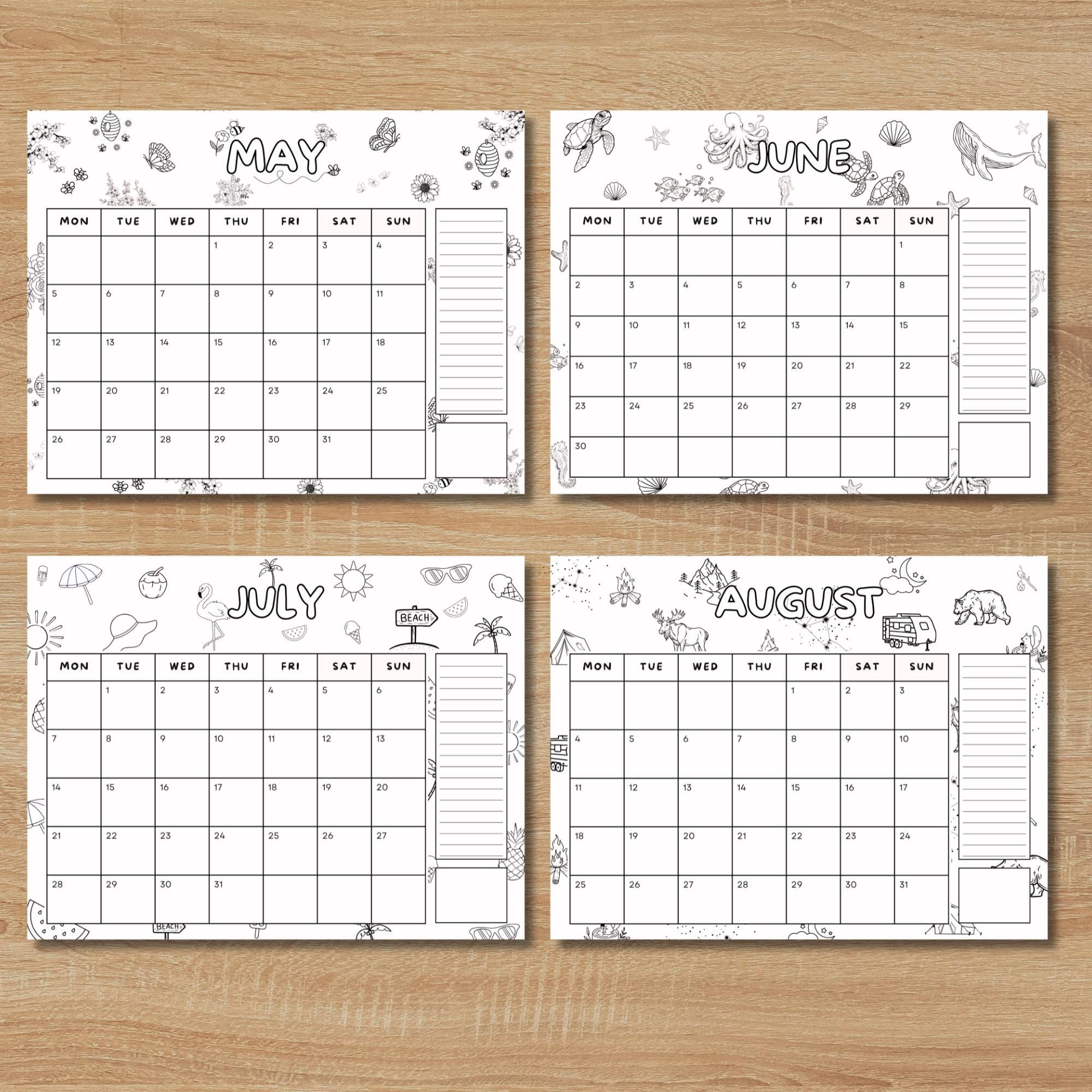 2026 Coloring Calendar Printable, A4 Size PDF, Kids Activity - Etsy