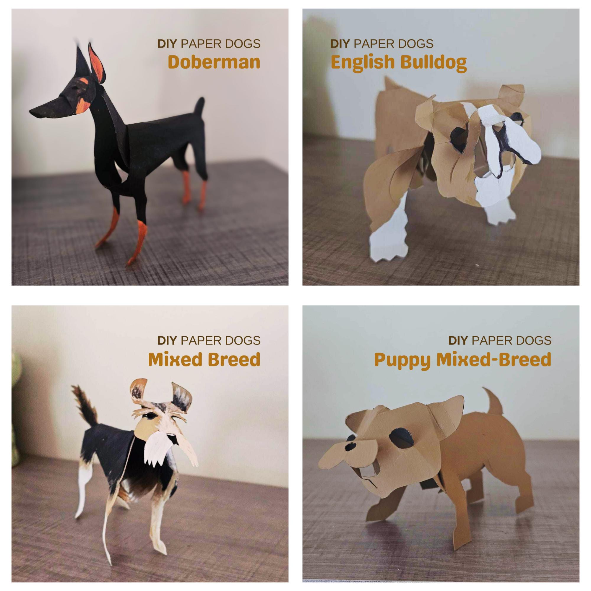 Papercraft Dogs Templates Origami 3D Dogs Instructions Craft Paper Dog ...