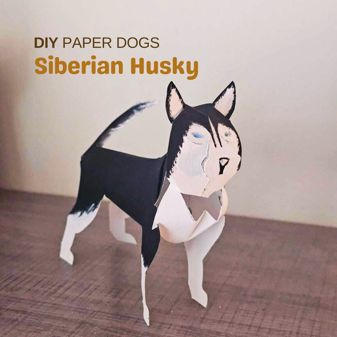 Siberian Husky Paper Craft Dog, Digital Download Foldable Dog Template ...