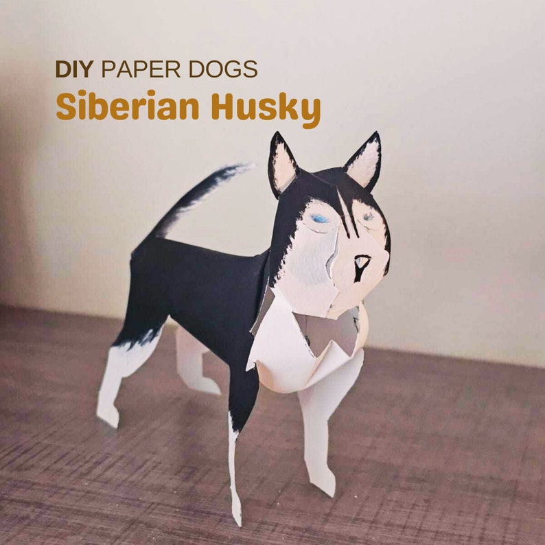 Siberian Husky Paper Craft Dog, Digital Download Foldable Dog Template ...