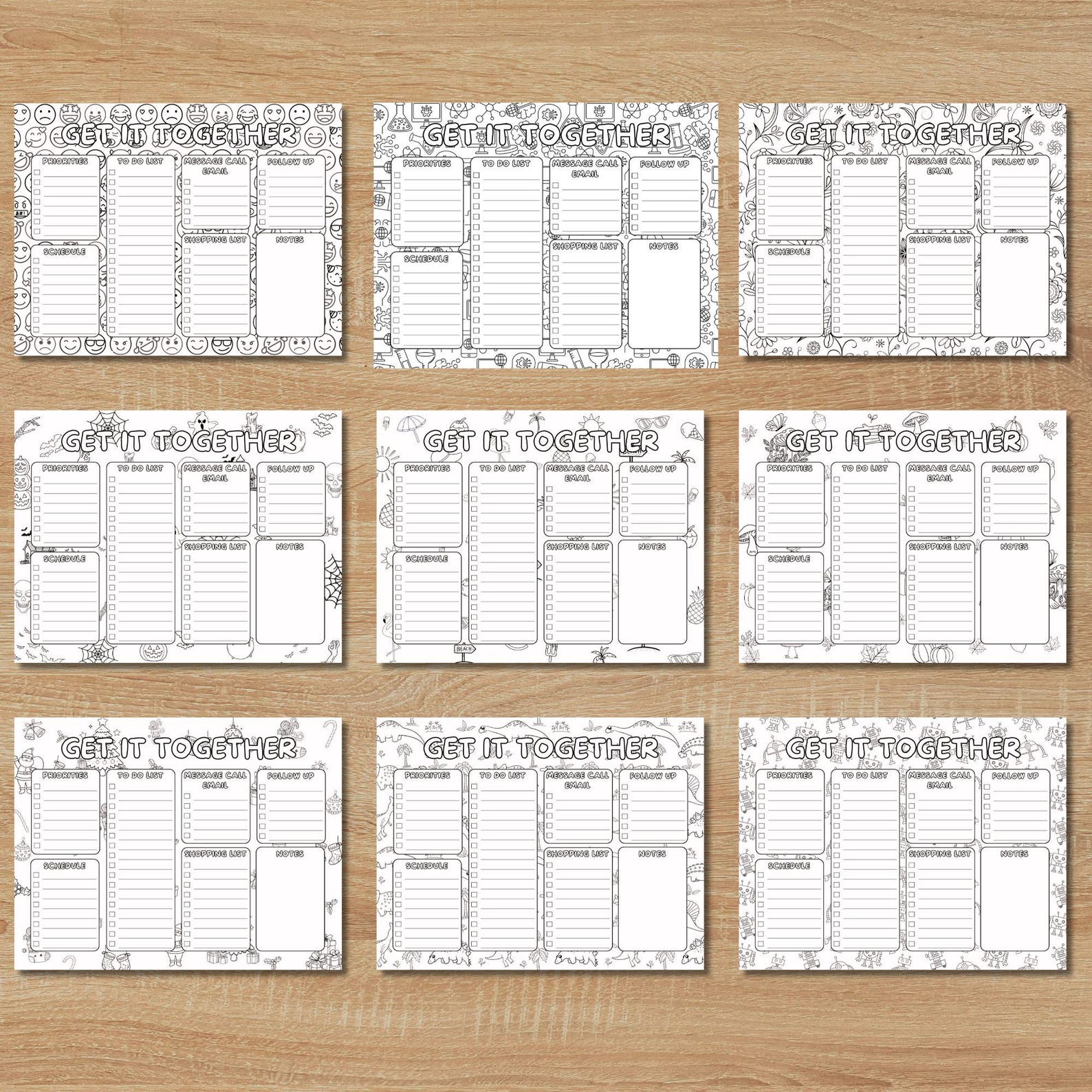 Printable to Do List Coloring Pages Get It Together Planner Coloring ...