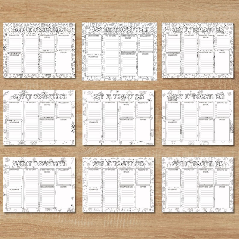 Printable to Do List Coloring Pages Get It Together Planner Coloring ...