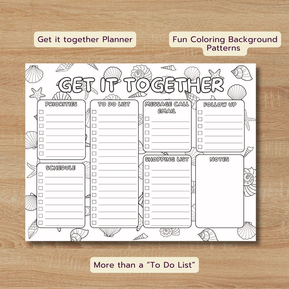 Printable to Do List Coloring Pages Get It Together Planner Coloring ...