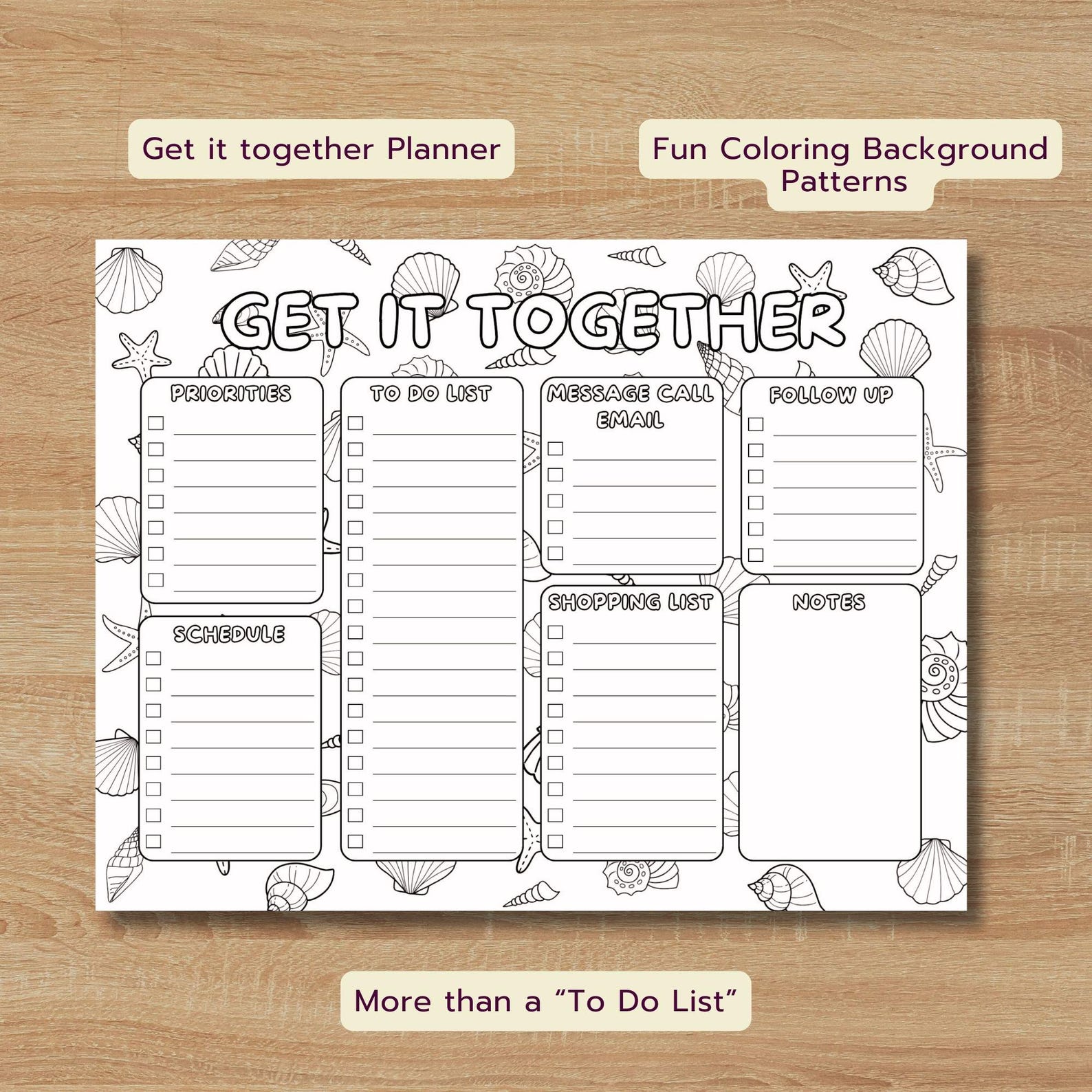 Printable to Do List Coloring Pages Get It Together Planner Coloring ...