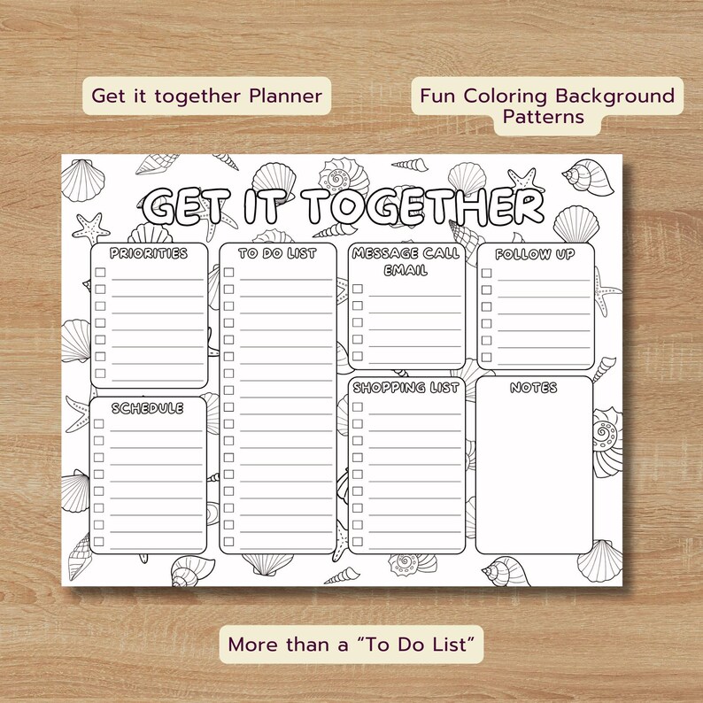 Printable Coloring To-do List Planner, 40 Pattern Pages (PDF File) - Etsy