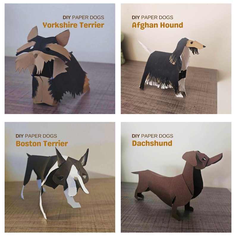 Papercraft Dogs Templates Origami 3D Dogs Instructions Craft Paper Dog ...