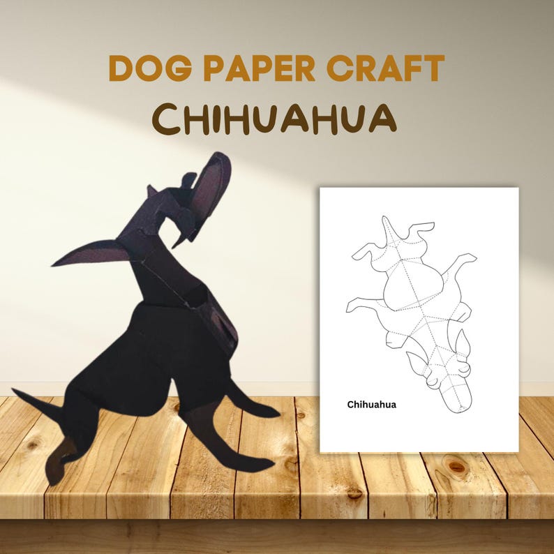 DIY Chihuahua Paper Craft Dog, Digital Download Foldable Dog Template ...