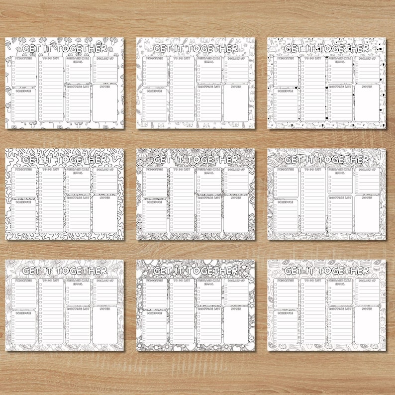 Printable to Do List Coloring Pages Get It Together Planner Coloring ...