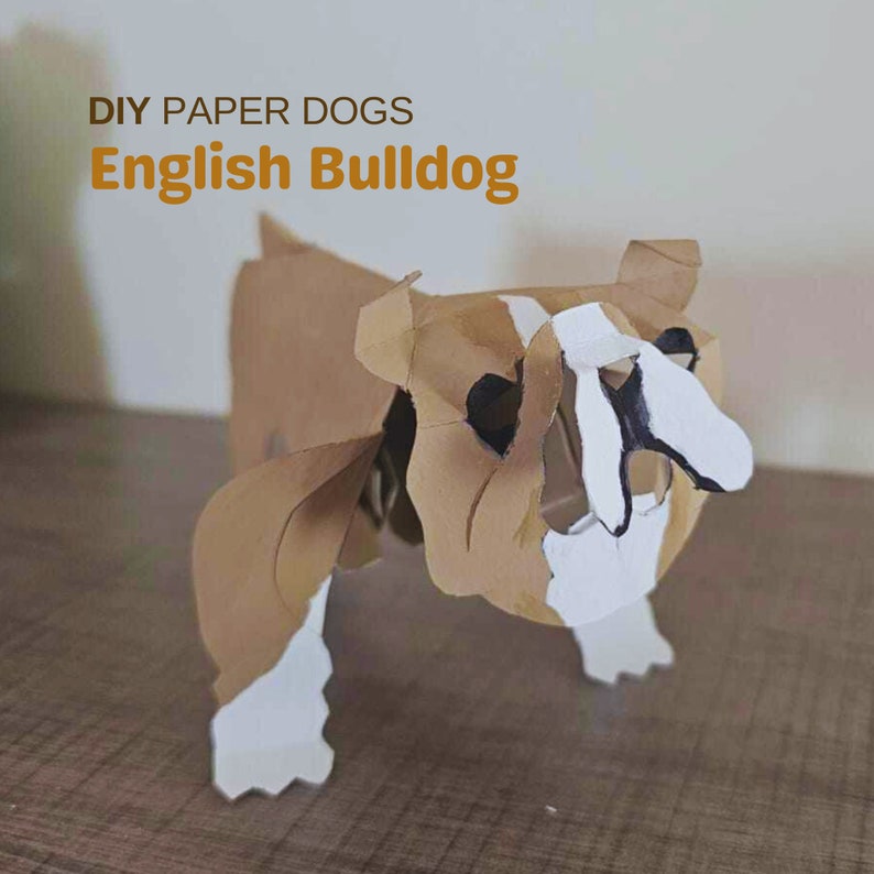 Bulldog Papercraft Art Project DIY Easy Origami Step by Step - Etsy