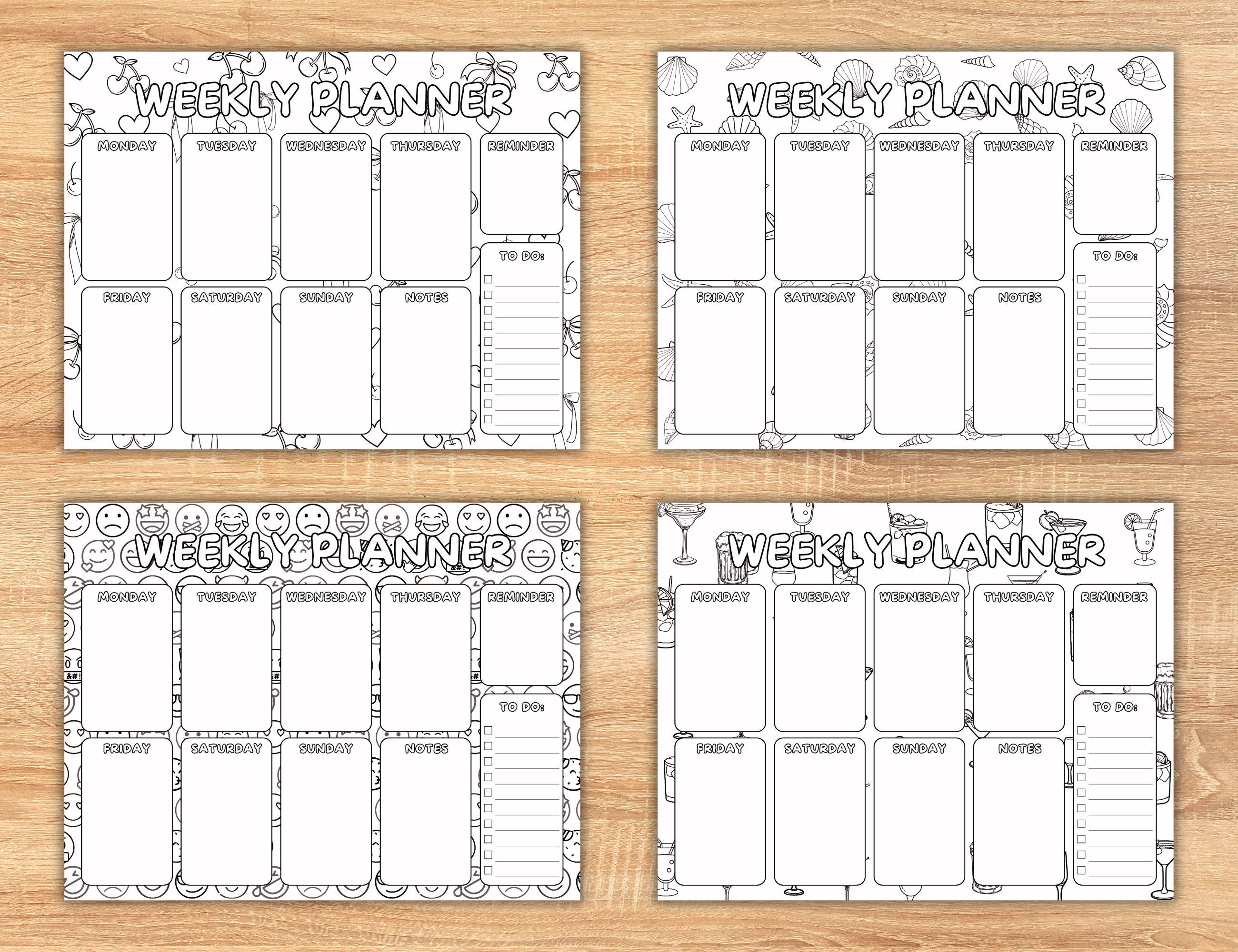 Weekly Planner Printable: Coloring Pattern Pages (PDF) - Etsy