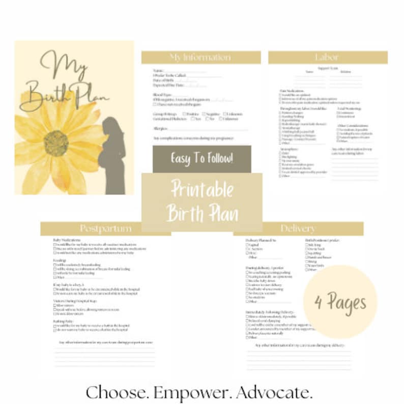 Birth Plan | Printable Birth Plan - Etsy