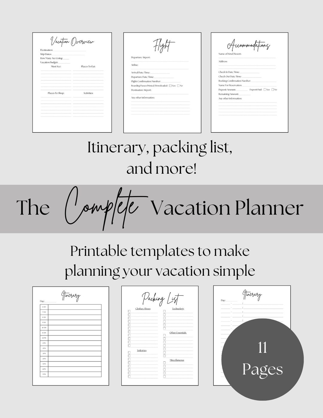 Vacation Planner | Printable Vacation Planner Templates - Etsy