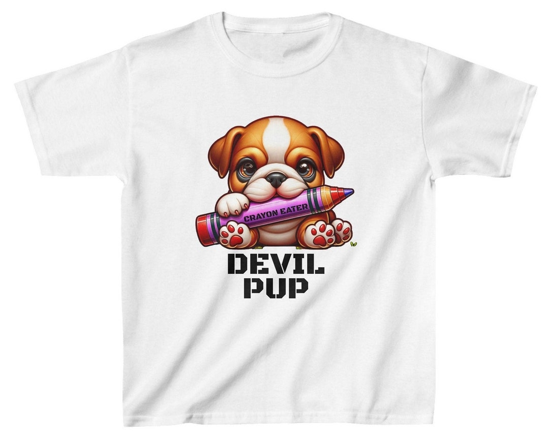 Kids Heavy Cotton™ Tee Crayon Eater, Devil Pup, Baby Bulldog, Earn EGA ...