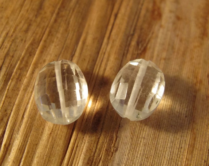 Two Matching Crystal Beads 2 Rock Crystal Faceted Oval - Etsy