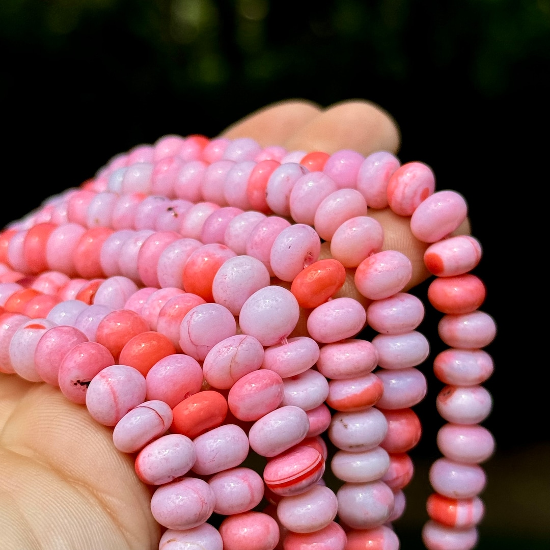 Fluorescent Pink 8mm Rondelles, Hot Pink Opal 7mm - 8mm Beads, Neon ...