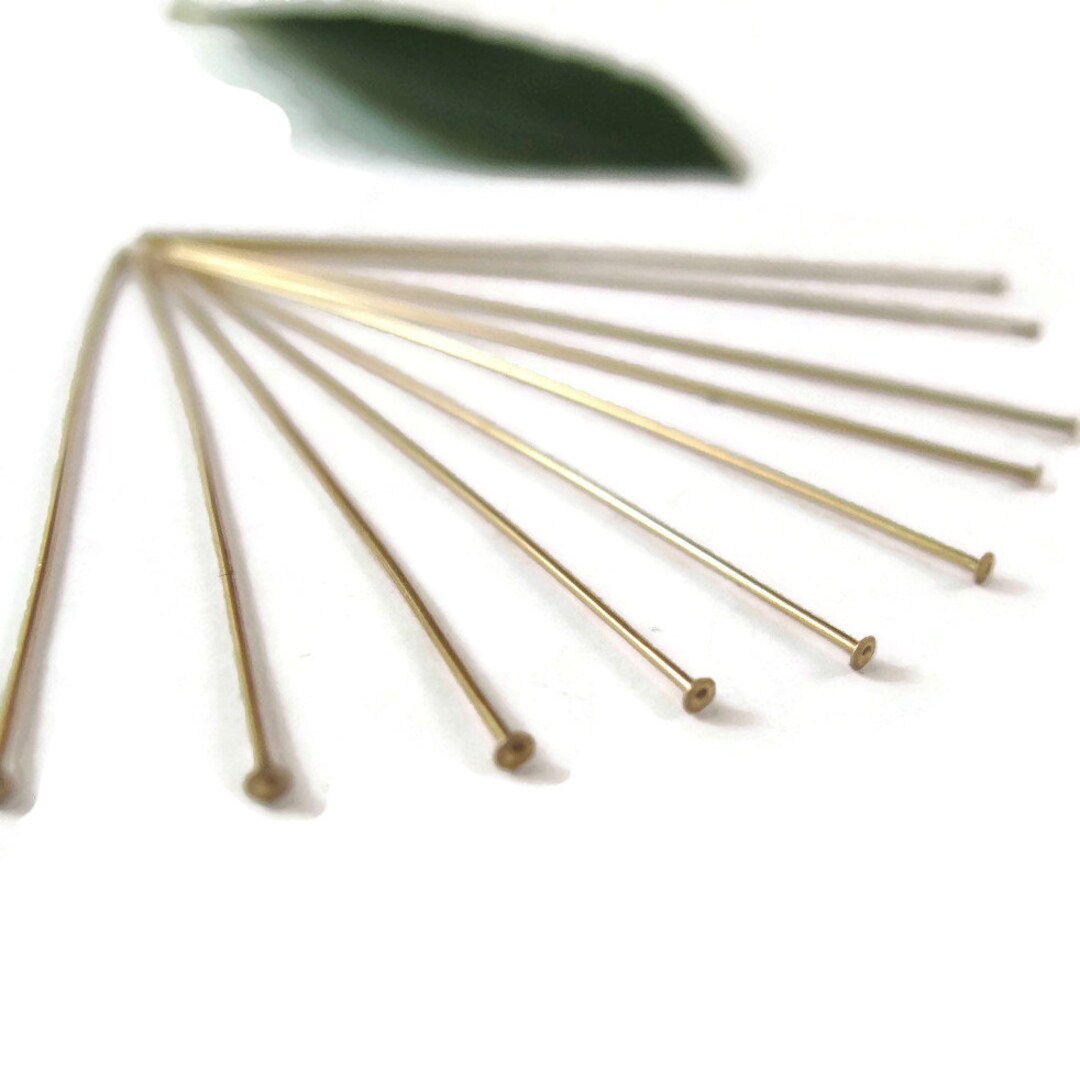 Head Pins 14k Gold Filled, Set of 10, 2" Long, 24G Flat Head Pins for ...