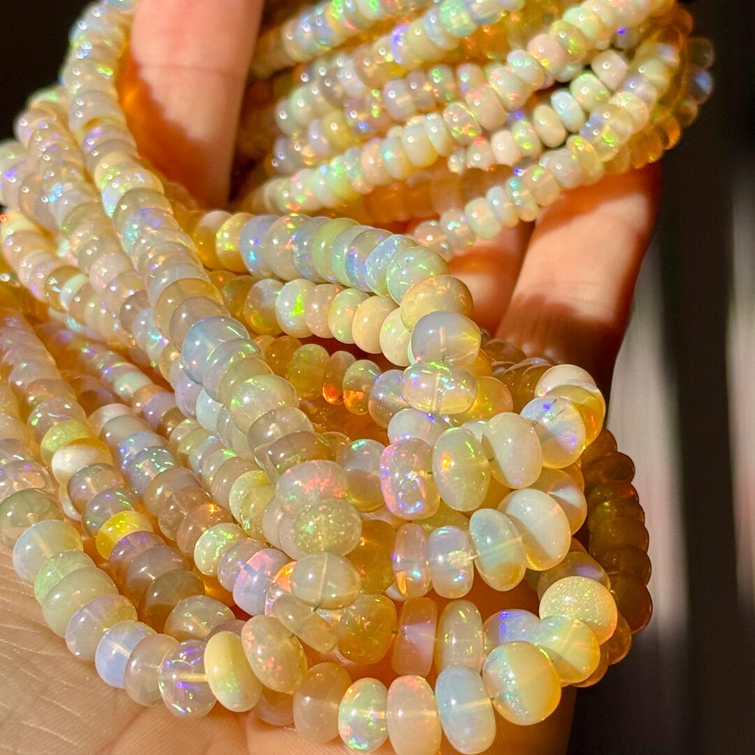 Tan Ethiopian Opal Rondelles, 5mm to 8mm, Ethiopian Opal Beads, Natural ...