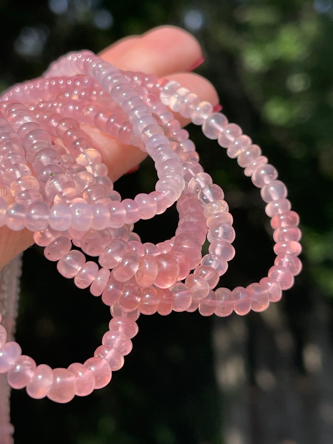 Rose Quartz Smooth 4mm 5mm Rondelles, 20 Strand of Shaded Pink Semi ...